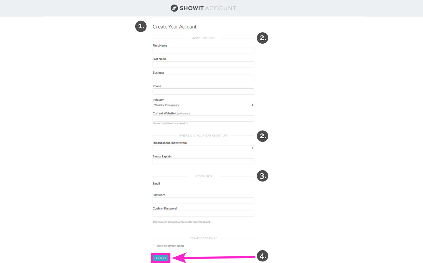 Create Your Showit Account
