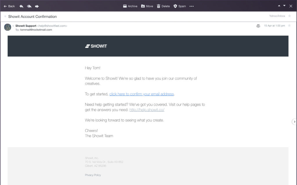 Showit Account Confirmation - The Template Emporium
