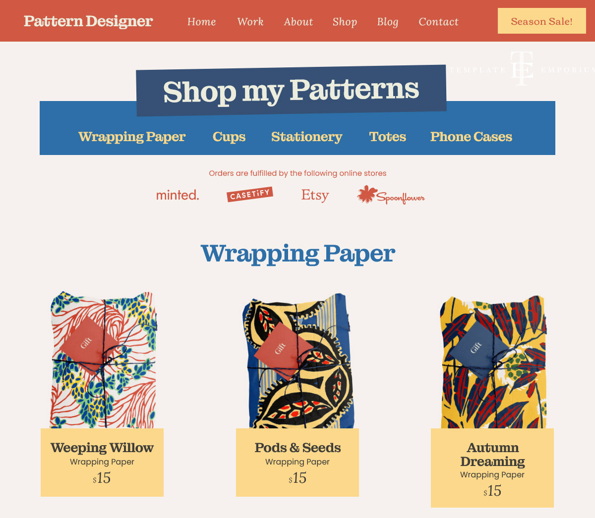 Place for your Patterns - Website Template for Surface Pattern Designers
